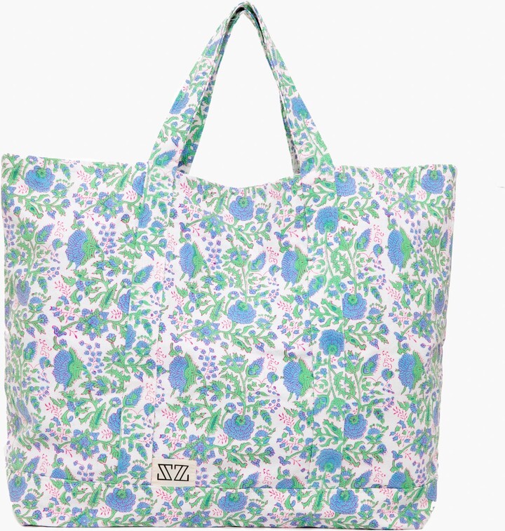 SZ Blockprints Violet and Stem Green Padra Oversized Tote - ShopStyle