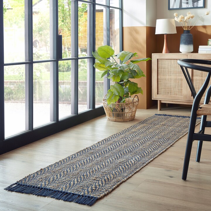 Dunelm Jute Herringbone Runner Navy Blue - ShopStyle