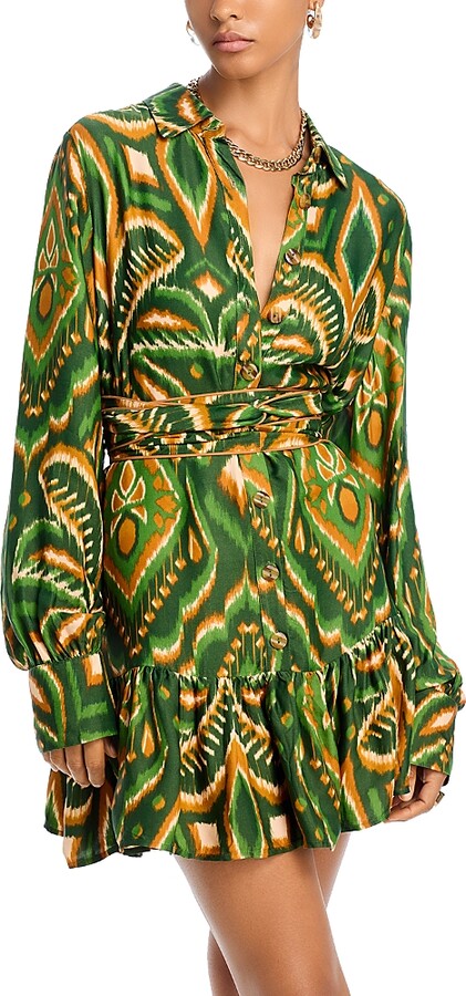 Farm Rio Pineapple Ikat Long Sleeved Shirt Dress - ShopStyle