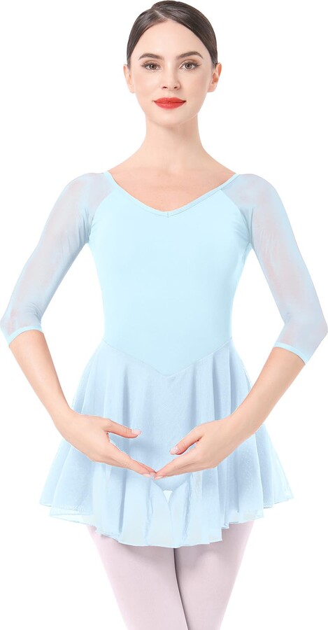 IMEKIS Ballet Clothing Women's Ballet Dance Dress 3/4 Sleeve Ballet ...