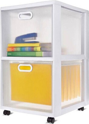 Sterilite Ultra 2 Drawer Filing Storage Cart, Plastic Rolling Cart with ...