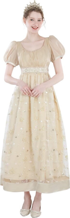 CR ROLECOS Regency Dresses Women Short Regency Era Gown Empire Waist ...