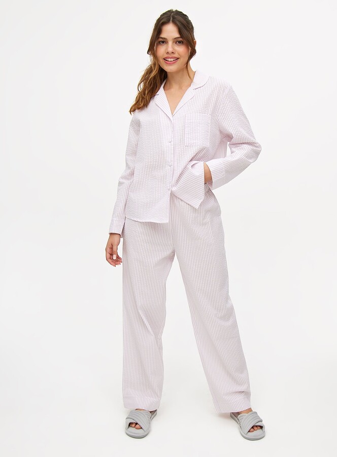 Tu Lilac Stripe Traditional Seersucker Pyjamas - ShopStyle