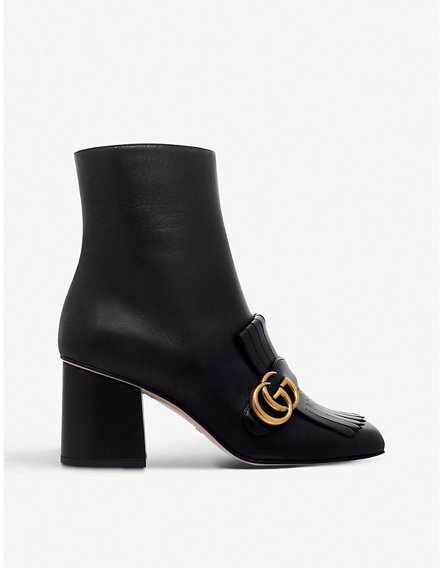 Gucci Marmont leather heeled ankle boots - ShopStyle