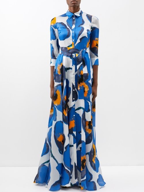 Carolina Herrera Poppy-print Silk-chiffon Gown - ShopStyle Evening Dresses