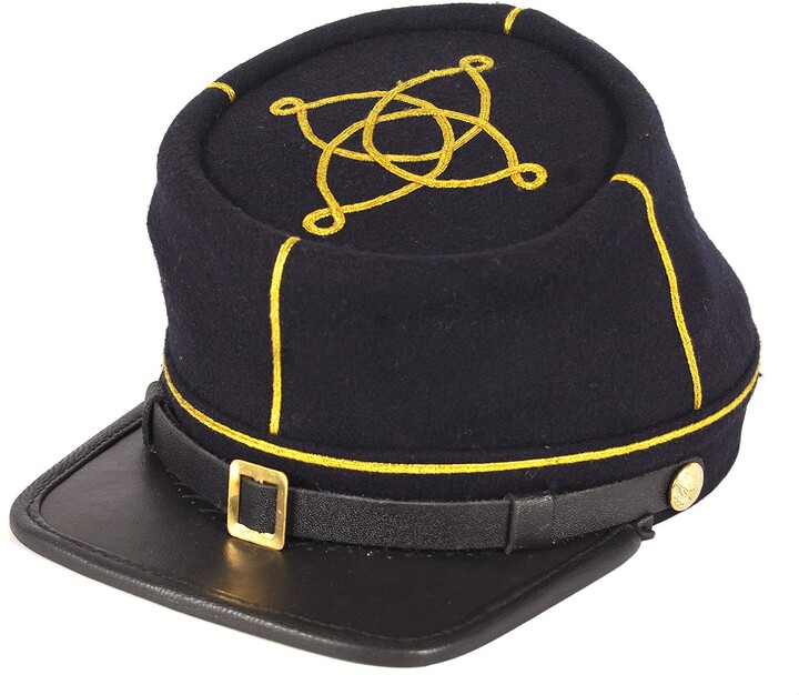 10Code US Civil War Union 1st Lieutenant's Leather Peak Kepi (L) Navy ...
