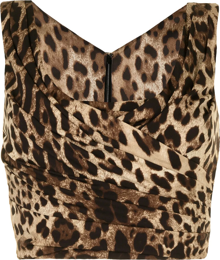 Dolce & Gabbana Leopard-Print Draped Crop Top - ShopStyle