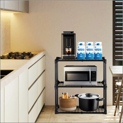 Latitude Run Versatile 3-Shelf Wire Rack for Various Storage Needs ...