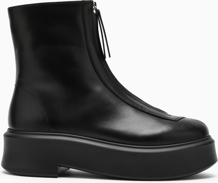 The Row Zipped Boot I black leather boot - ShopStyle