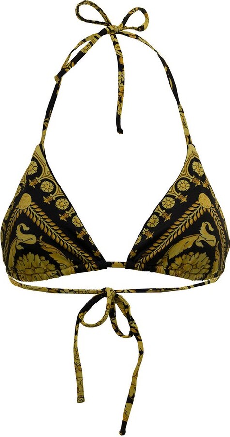 Versace Baroque Printed Triangle Bikini Top Shopstyle Two Piece Swimsuits