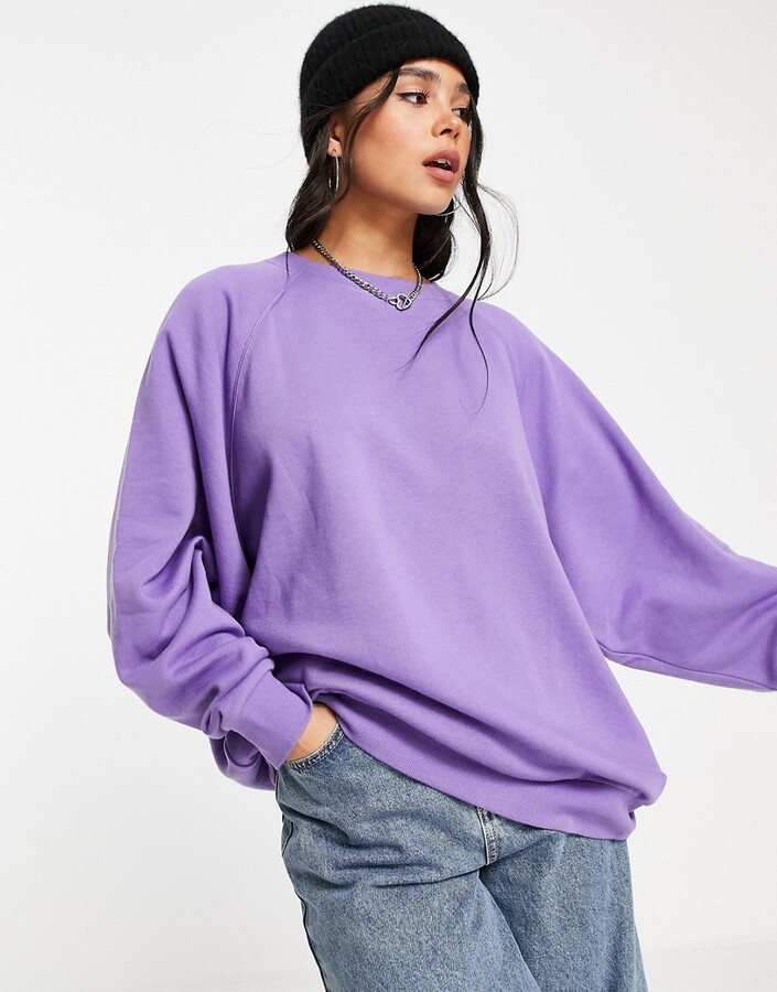 ASOS DESIGN super oversized sporty sweat in purple - ShopStyle