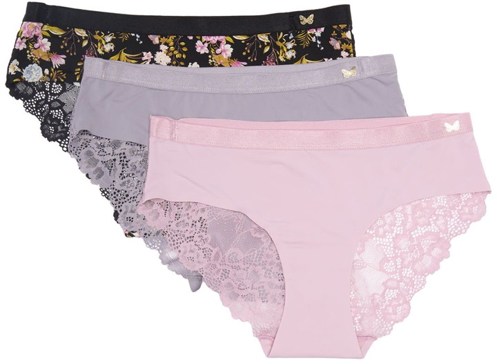 Jessica Simpson Lace Back Cheeky Bikini Panties - Pack of 3 - ShopStyle