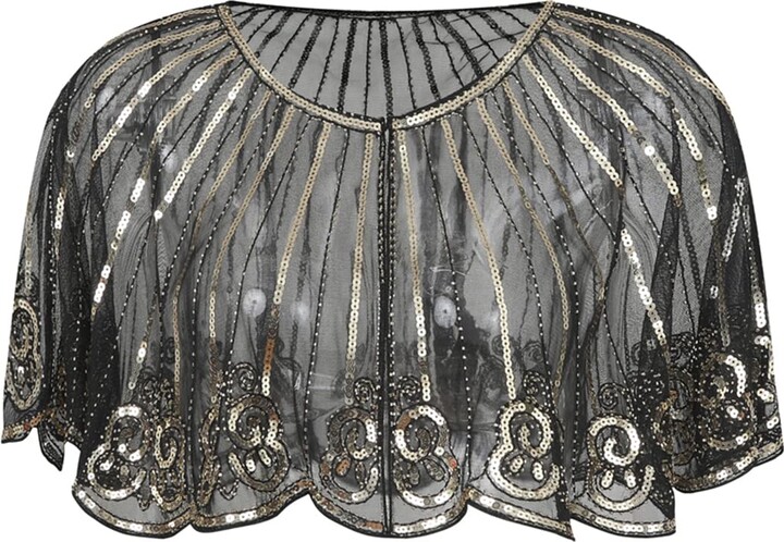 Fulbant Women 1920S Shawl Evening Wedding Cape Sequin Beaded Art Deco ...