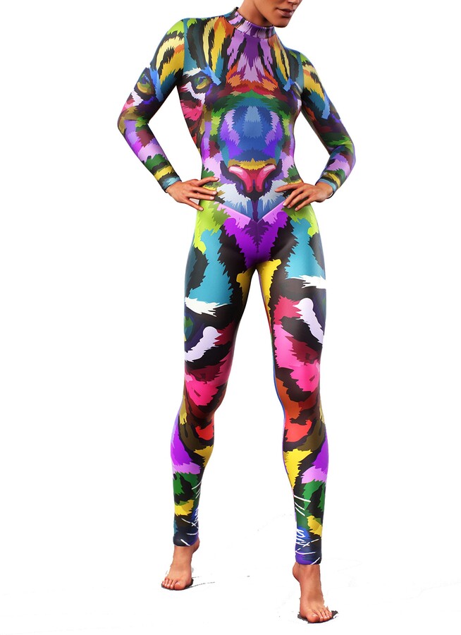 Booty Sculpted Jungle Tiger One Piece Bodysuit Women Jumpsuit