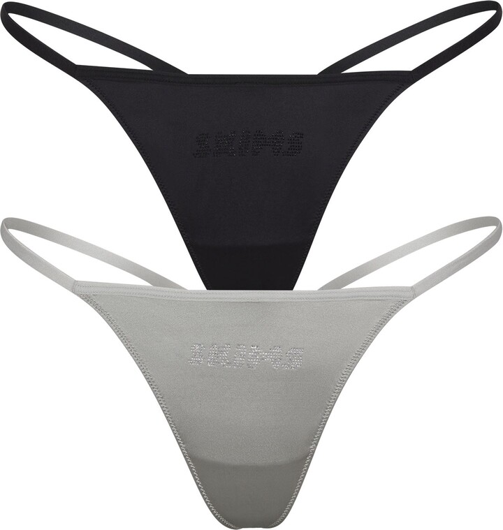Rhinestone Stretch Satin String Thong Pack | Onyx - ShopStyle