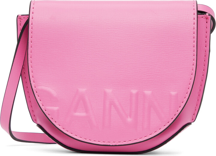 Ganni Pink Nano Recycled Leather Bag - ShopStyle