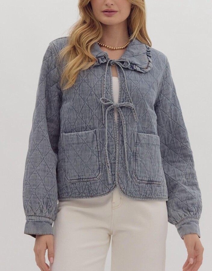 Entro Denim Quilted Jacket In Denim Blue - ShopStyle
