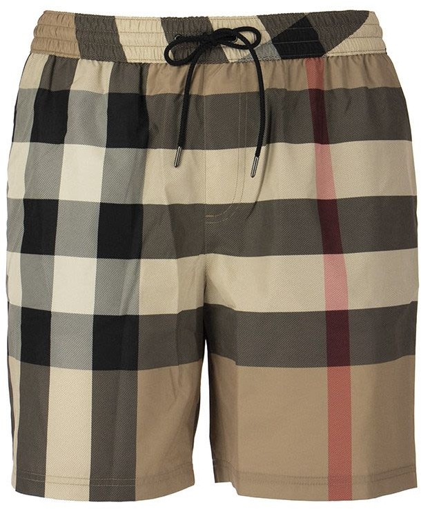 Burberry Check Drawcord Swim Shorts Guildes Archive Beige - ShopStyle