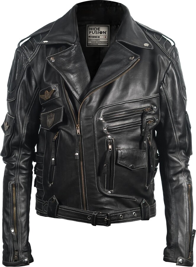 Hide Fusion Men’s Genuine Leather Top Grain HD Motorcycle Real Heavy ...