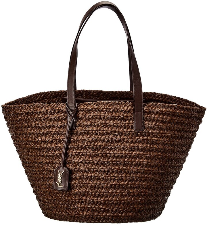 Saint Laurent Logo Raffia Tote - ShopStyle