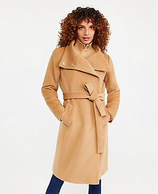 Ann Taylor Belted Funnel Neck Coat - ShopStyle