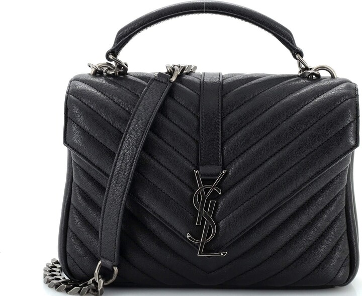 Saint Laurent Classic Monogram College Bag Matelasse Chevron Leather ...