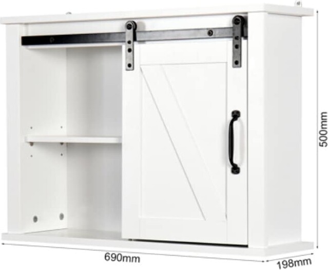Bathroom Wall Cabinet with 2 Adjustable Shelves Wooden Storage Cabinet ...
