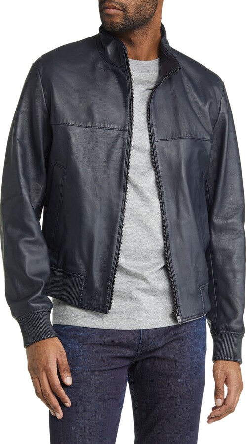 HUGO BOSS Mapson Leather Jacket - ShopStyle