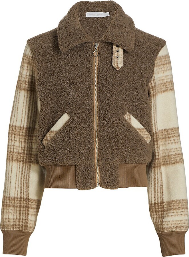 JONATHAN SIMKHAI STANDARD Bobbi Sherpa Bomber Jacket - ShopStyle