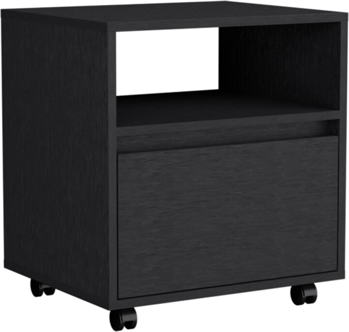 Simplie Fun Austin Nightstand, Casters, Single Drawer-Black - ShopStyle