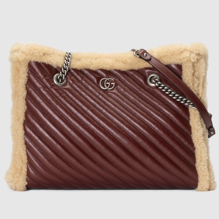 Gucci GG Marmont medium tote with wool trim - ShopStyle