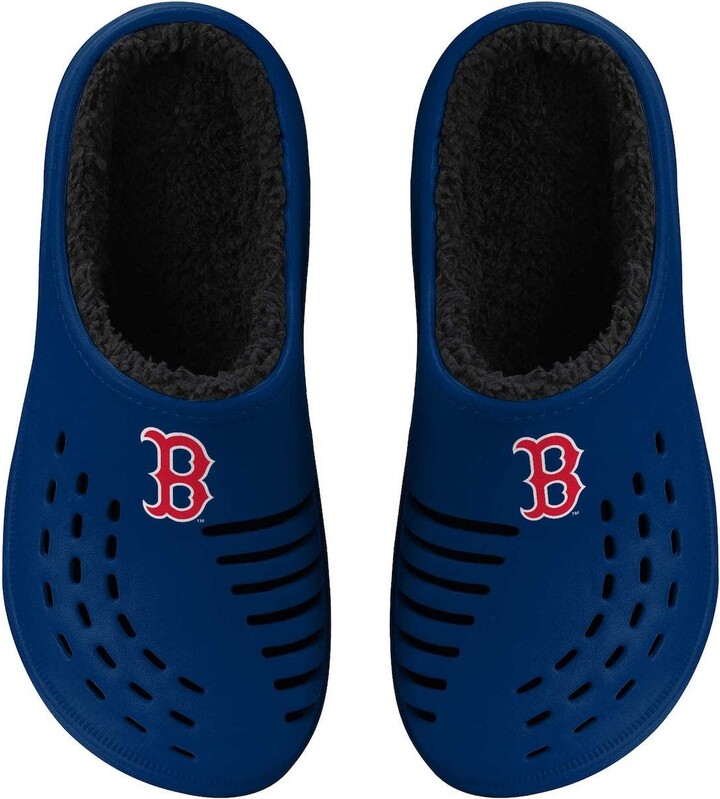 Men's FOCO Boston Red Sox Big Logo Sherpa-Lined Clog Slippers - ShopStyle