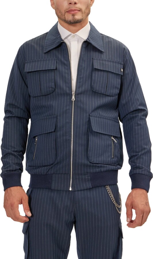 Ron Tomson Men's Modern Pinstriped Cargo Jacket - ShopStyle