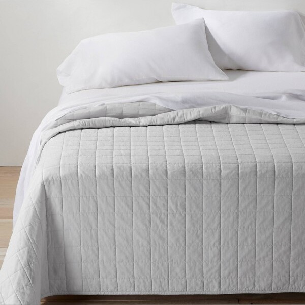 King Heavyweight Linen Blend Quilt Light Gray - Casaluna™ - ShopStyle