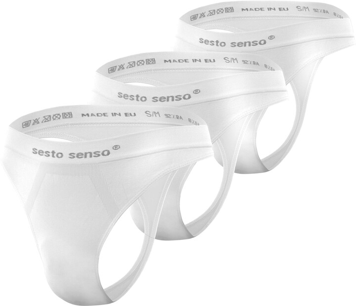 Sesto Senso Men Seamless Strings G-Strings Sexy 3 Pack L/XL White ...