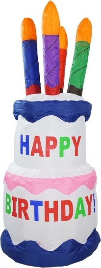 Northlight 4' Inflatable Lighted Happy Birthday Cake Outdoor Decoration ...