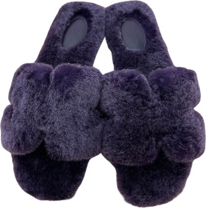 Hermes Oran faux fur sandal - ShopStyle