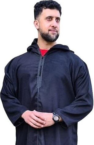 ZCSK Moroccan Mens Thick Cashmere Wool Thobe Islamic Muslim Sufi Winter ...