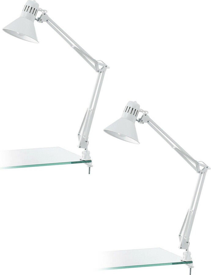 Loops 2 PACK Table Desk Lamp Colour Shiny White Moveable In Line Switch ...