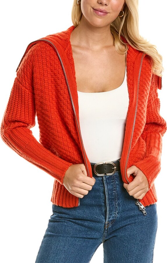 Autumn Cashmere Chunky Shaker Textured Zip Cashmere & Wool-Blend Jacket ...