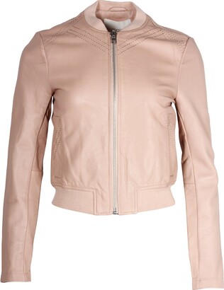 Maje Bomber Jacket in Pink Leather - ShopStyle