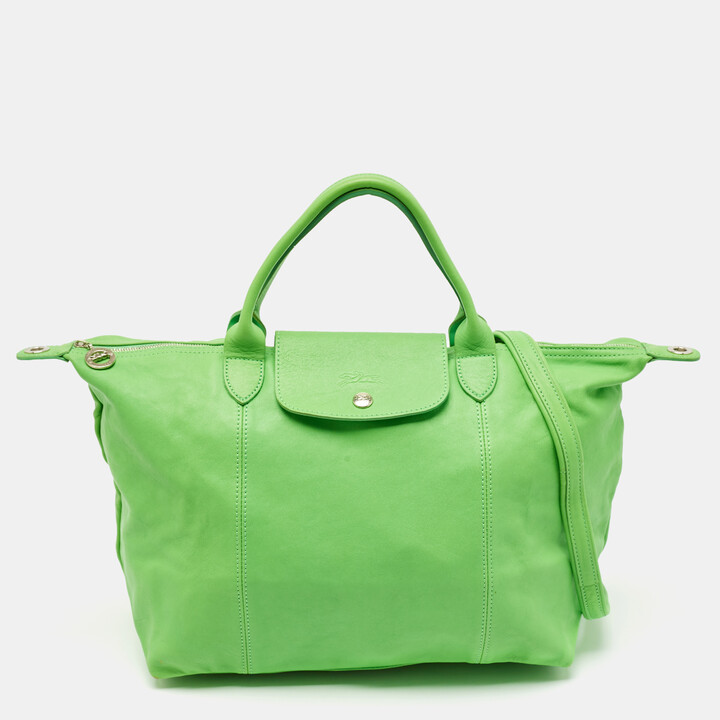 Longchamp Green Leather Le Pliage Tote - ShopStyle