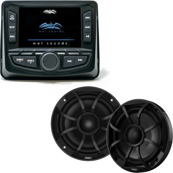Wet Sounds WS-MC-2 Marine Radio with 1 Pair Wet Sounds RECON 6-BG Recon ...
