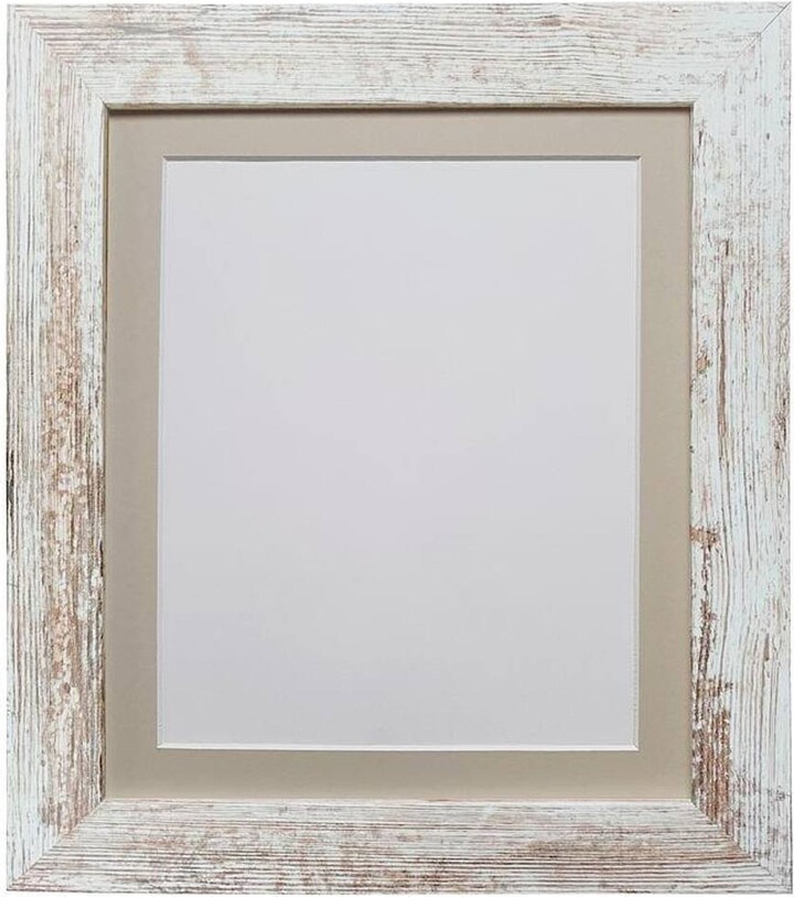 Frames & Mirrors 4U Metro Distressed White Frame with Light Grey Mount ...