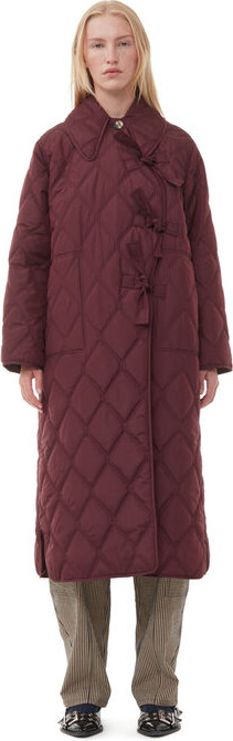 Ganni Red Ripstop Quilt Asymmetric Coat - ShopStyle