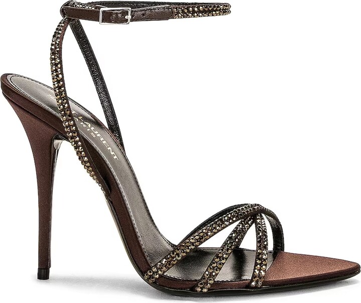 Saint Laurent Crystal Satin Sandal - ShopStyle