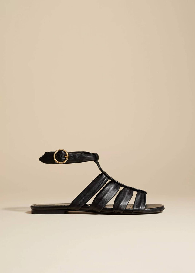 KHAITE Perth Flat Sandal In Black - ShopStyle