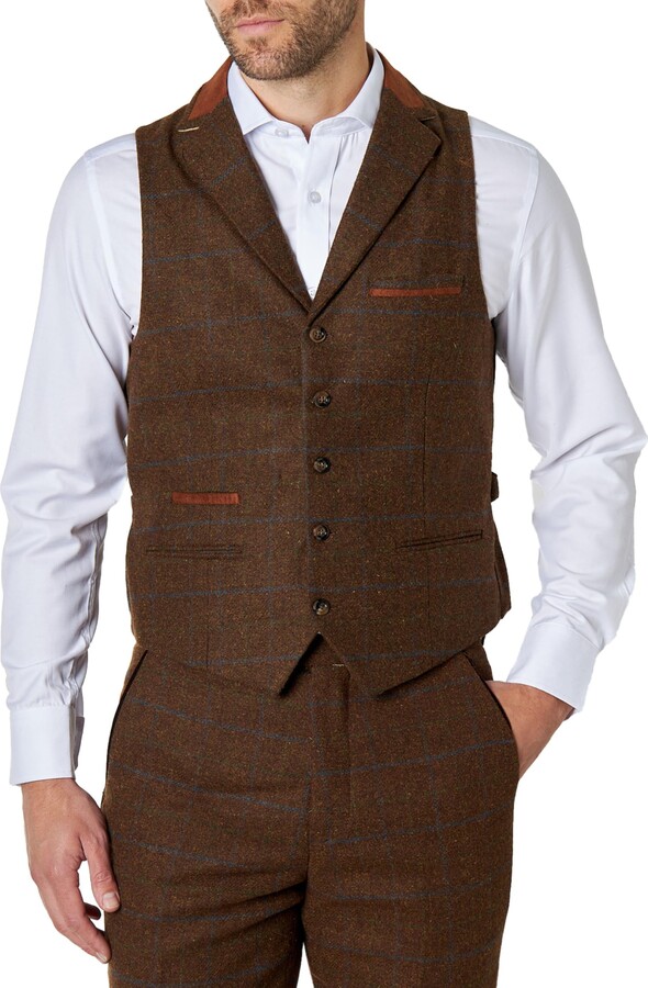 Xposed Mens Classic Tweed Waistcoat 1920s Vintage Styled Herringbone ...