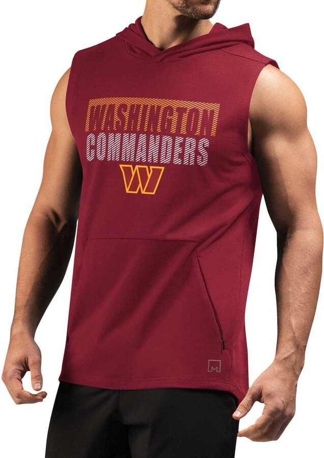 Men's MSX by Michael Strahan Burgundy Washington Commanders Relay Sleeveless Pullover Hoodie ...