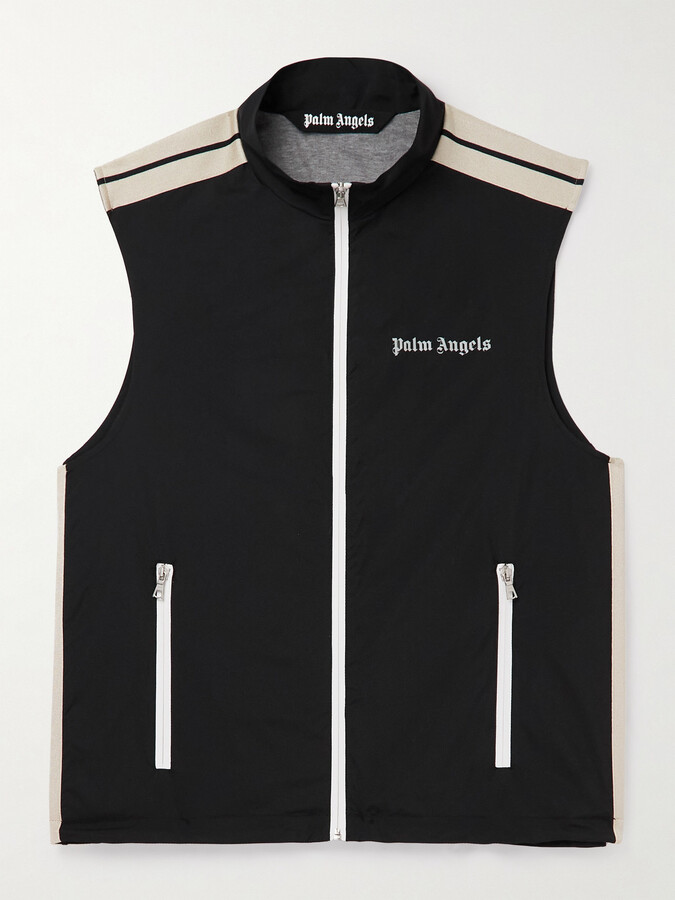 Palm Angels Logo-Print Striped Shell Gilet - ShopStyle Vests